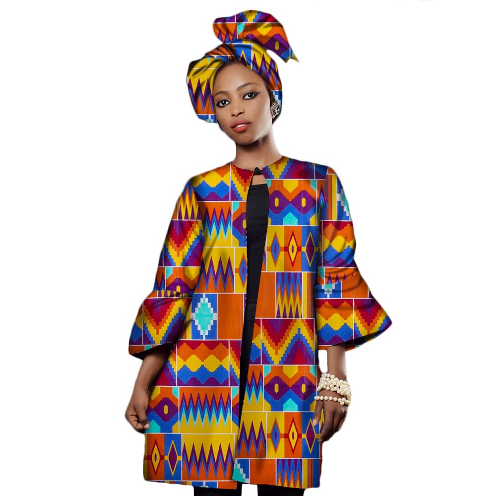 Amazon.com: XIAOHUAGUA Women African Clothing Print Open Front Blouse ...