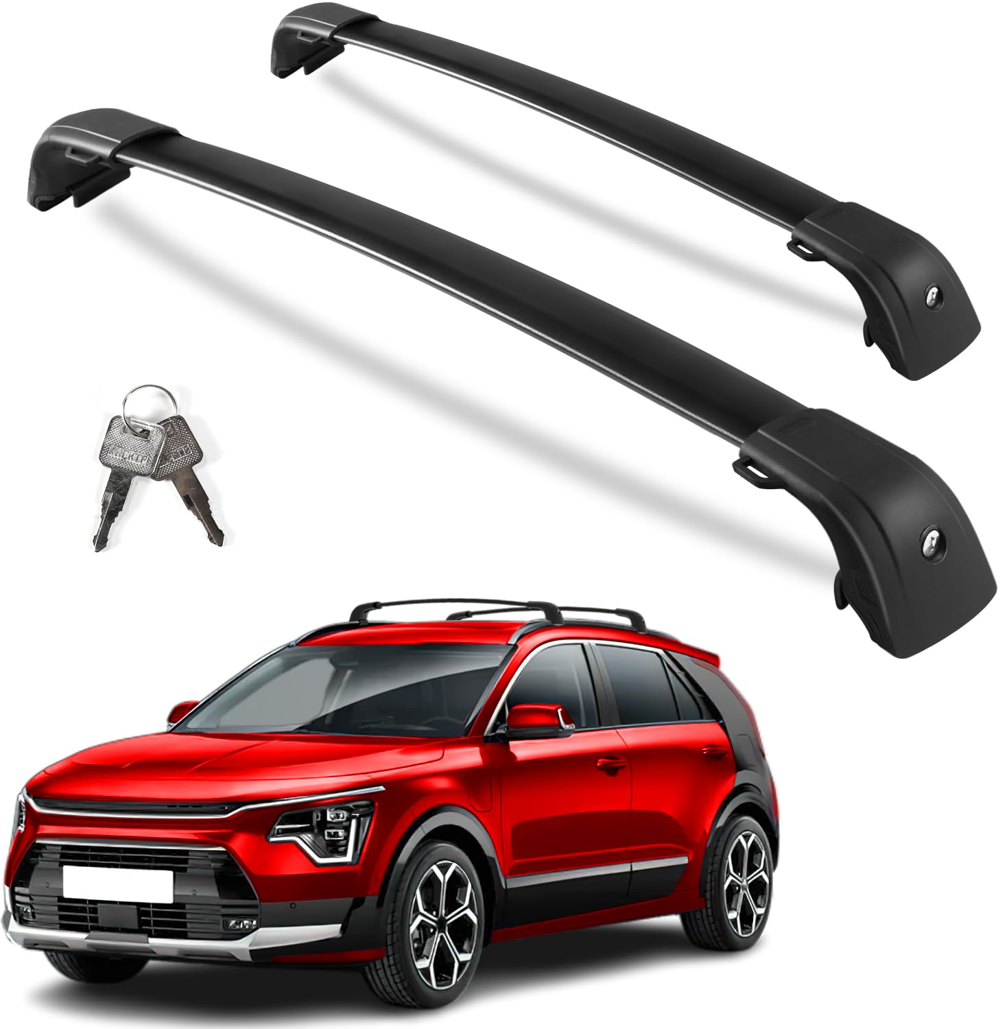 Amazon.com: KINGGERI 220lbs Lockable Roof Rack Cross Bars Compatible ...
