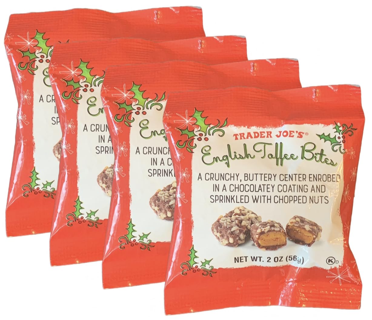 Amazon.com : Trader Joe's English Toffee Bites, Bundle of Four (4) Bags ...