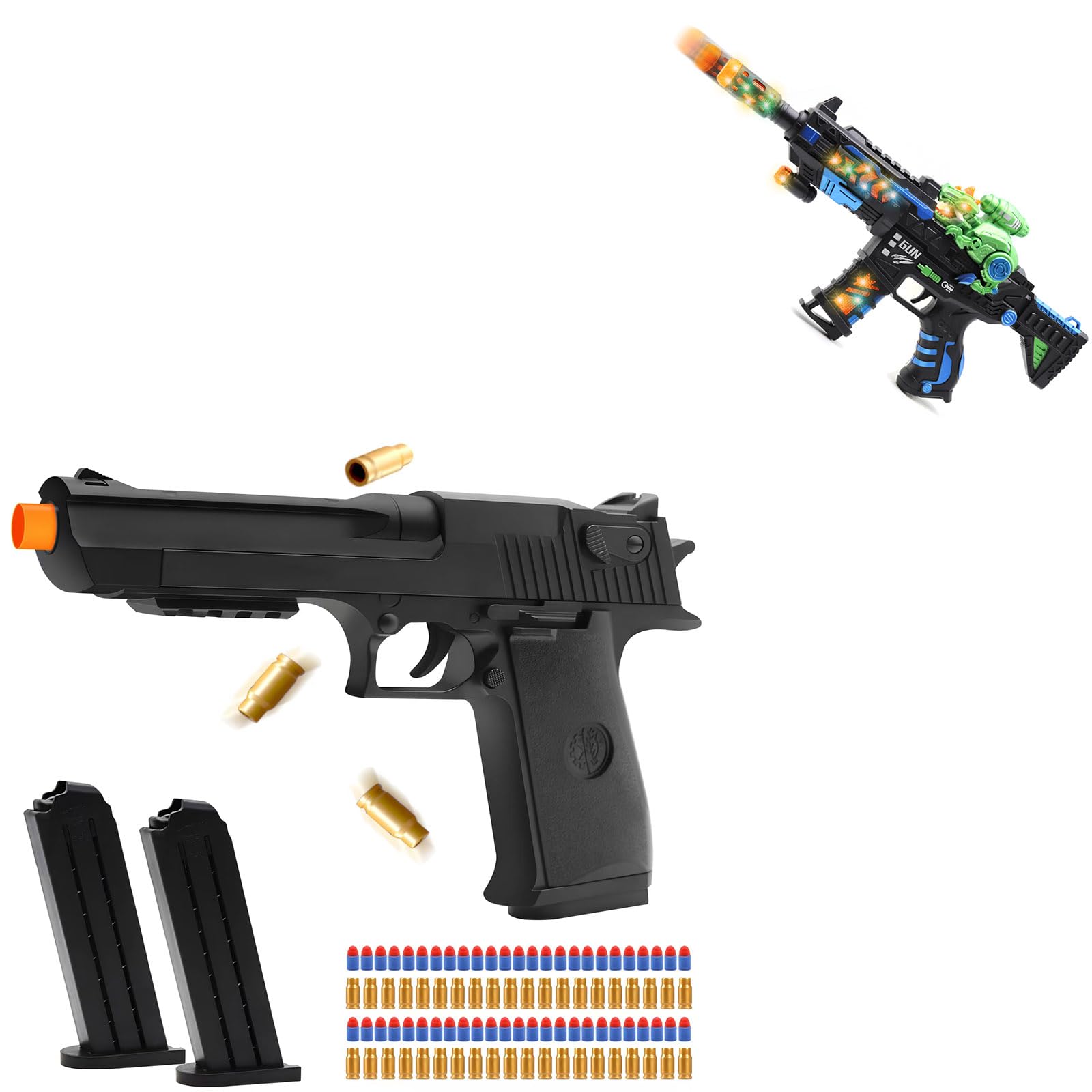 Amazon.com: DaoDaoZhu Black Soft Bullet Toy Gun with Shell Ejecting and ...