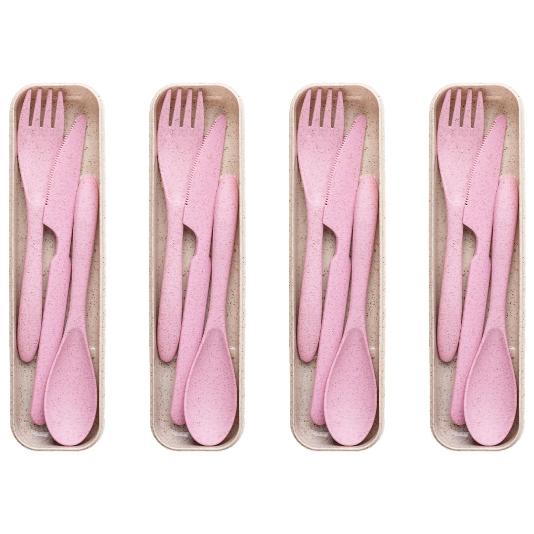 IRIDA NATURALS Unbreakable Wheat Straw Cutlery Set - Set of 4 (Plush ...