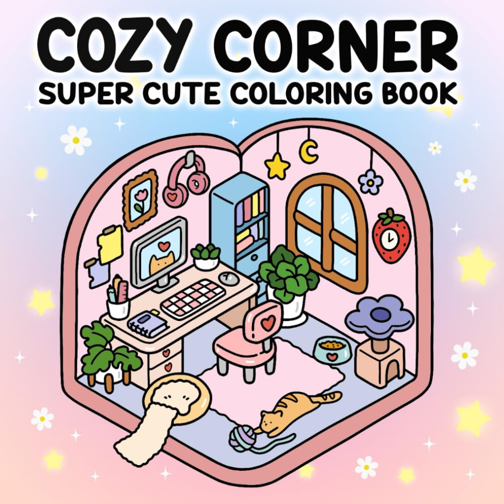 Cozy Corner: Super Cute Coloring Book for Adults and Teens with Cozy ...