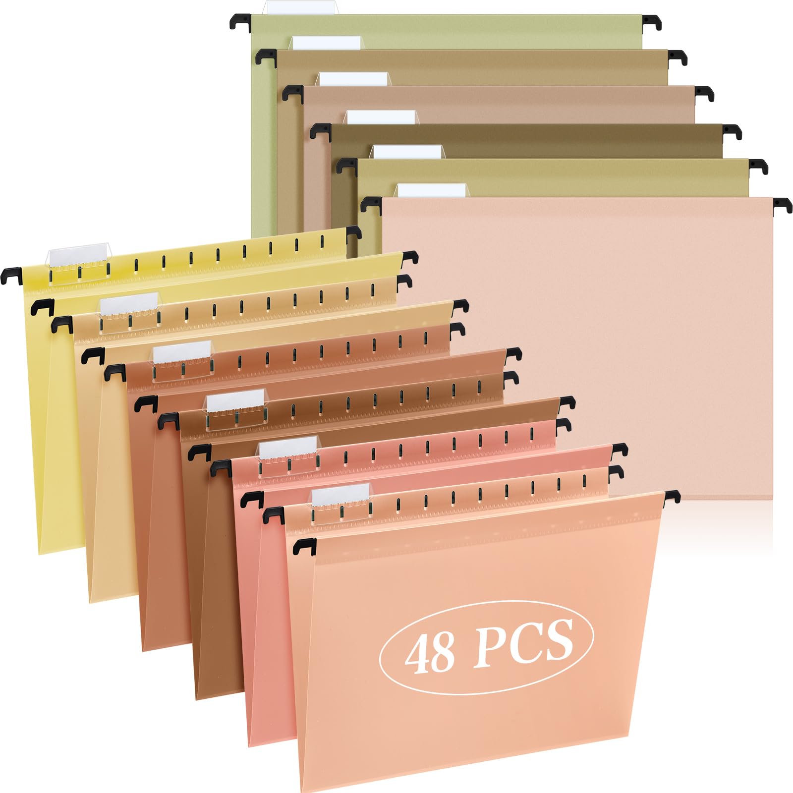 Amazon.com : 48 Pcs Poly Plastic Hanging File Folders Letter Size ...