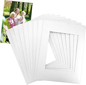 Amazon.com: QWORK12x16 Picture Mats Cut for 8x10 Photo, 10 Pack White Double Mat Picture ...