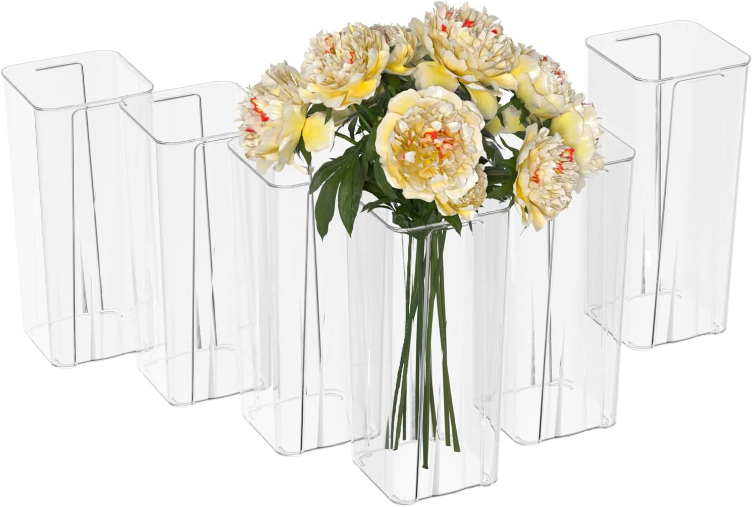 Amazon.com: Sandmovie 6 Pack Clear Square Table Flowers Vase, Tall Cube ...