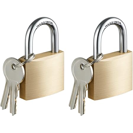 Keyed Padlock - Large 2" Lock with 5 Matching Keys - Shackle Lock for ...