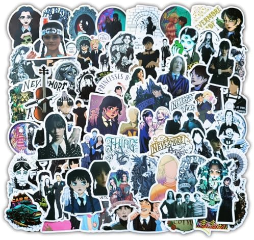 Amazon.co.jp: 100 Wednesday's Addams Family Sticker Set, Waterproof ...