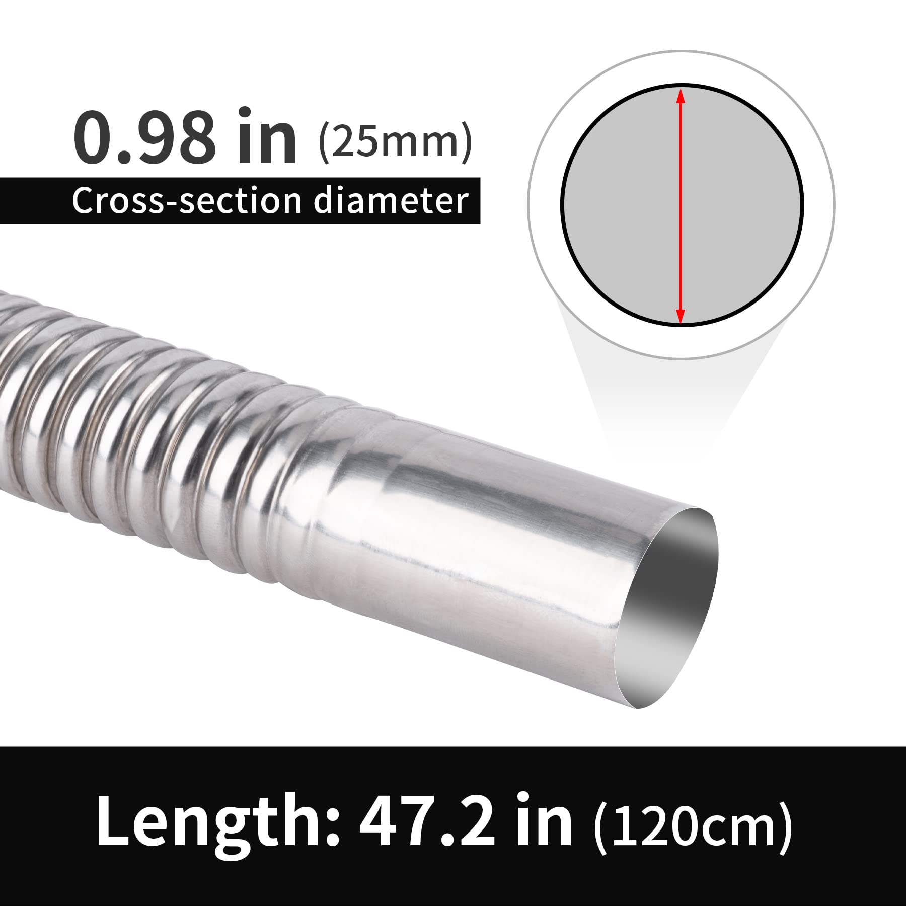 Snapklik.com : Stainless Steel Exhaust Hose - 47.2 Inch Flexible Diesel ...