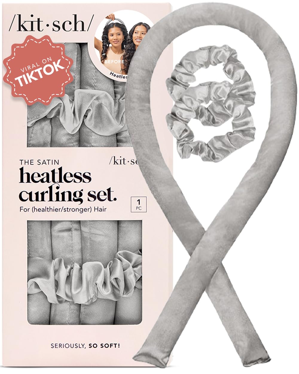 Amazon.com : Kitsch Satin Heatless Curling Set – Heatless Hair Curler ...