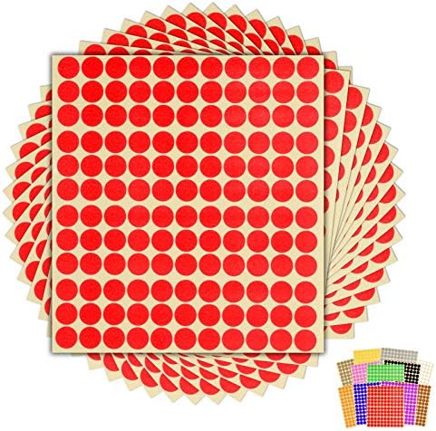 1,980 x Red Sticky Dots - 13mm - Round Colour Coding Dot Stickers - 15 ...