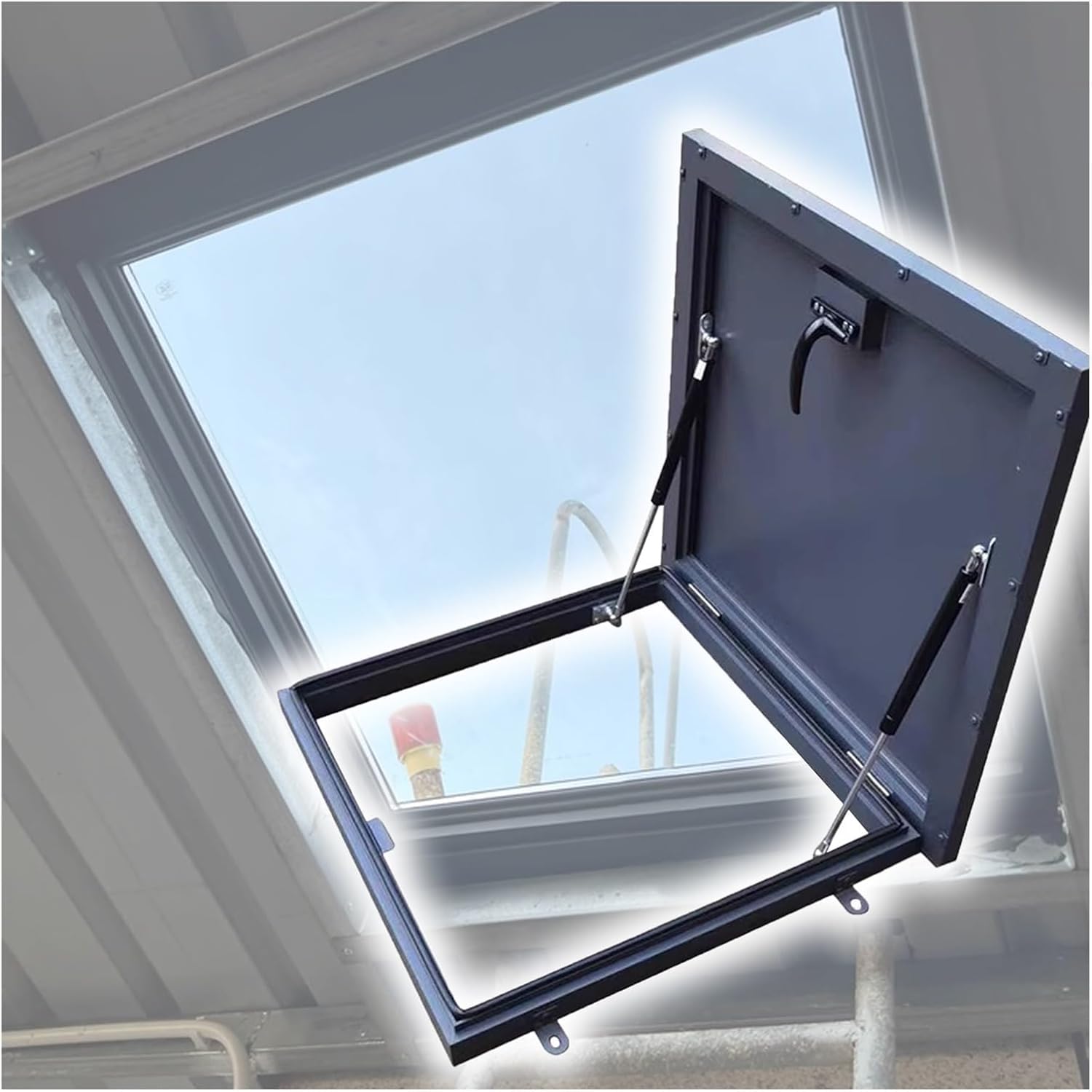 Weatherproof Roof Cover 65" Galvanized Steel Roof Hatch With Hydraulic ...