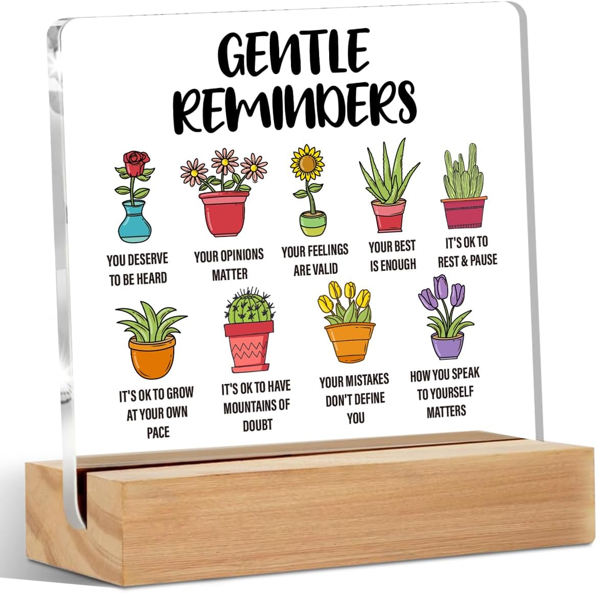 Amazon.com: Gentle Reminders Acrylic Sign Decor, Positive Affirmations ...