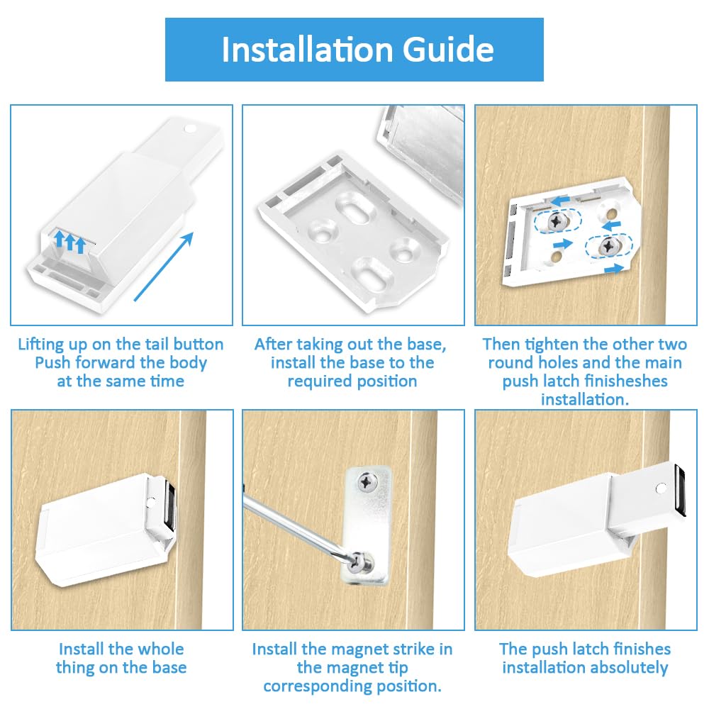 Snapklik.com : Heavy Duty Push To Open Door Latch,20 Pack White ...