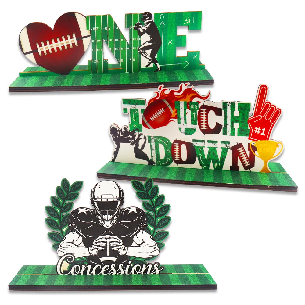 Amazon.com: Hying Football Wooden Centerpieces for Table, Football ...