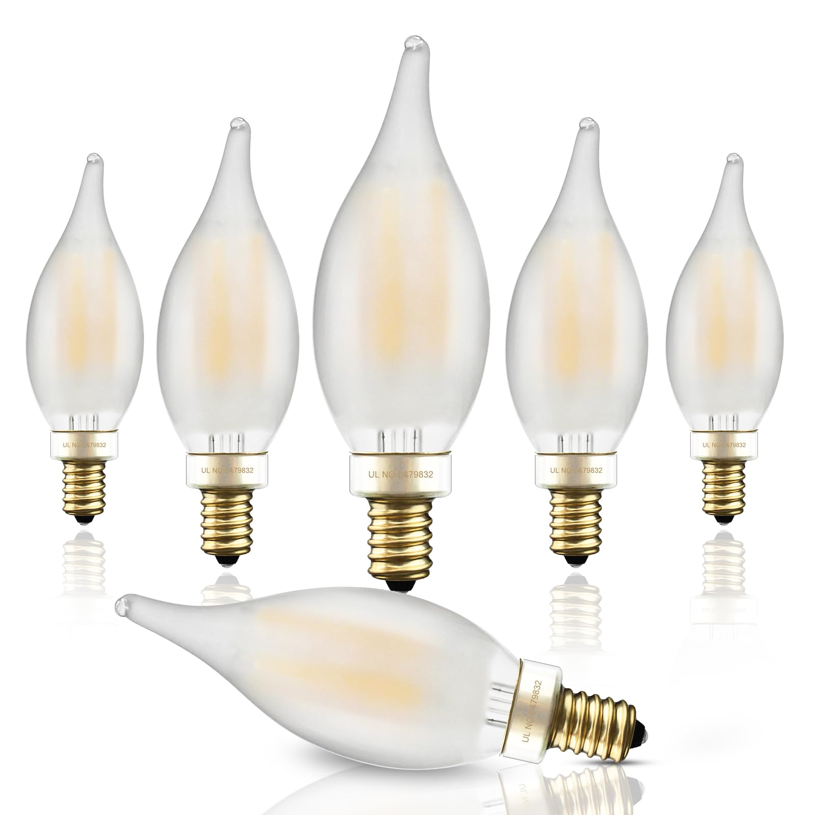 Snapklik.com : Hizashi Frosted Candelabra Light Bulbs 60 Watt LED Dimmable