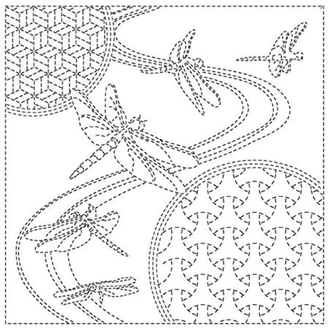 Amazon.com: Sashiko Pre-Printed Sampler - QH Textiles - Dragonfly with ...