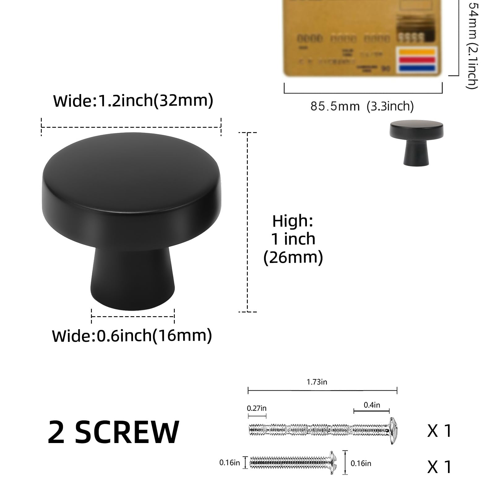 Snapklik.com : POVEFONK 10 Pack Matte Black Kitchen Cabinet Knobs