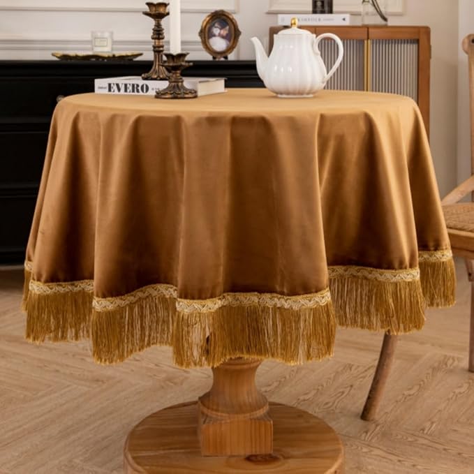 Amazon.com: F-CHU Luxury Camel Tablecloth Thickset Velvet Tablecloth ...