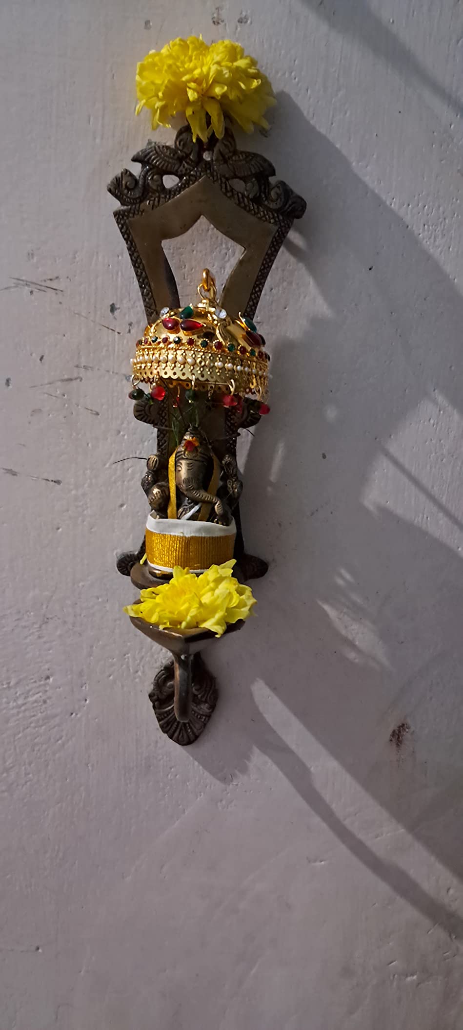 Buy Tej Gifts Metal Umbrella Chhatra with Hanging Crystals for God Idol ...