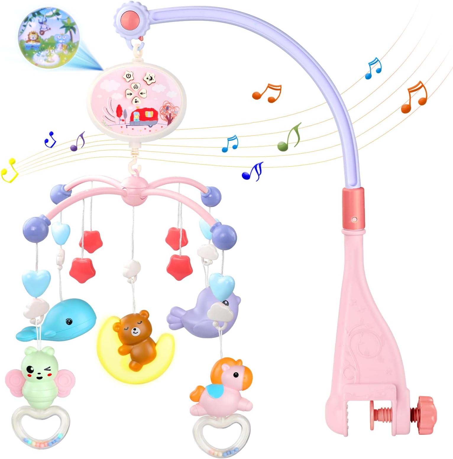 Amazon.com : Baby Mobile for Crib Toys with Lights & Sooth Music, Light ...