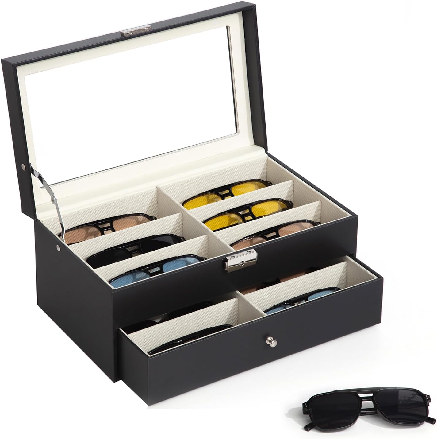Febioie Sunglasses Organizer for Men Women Multi Leather Eyeglass ...