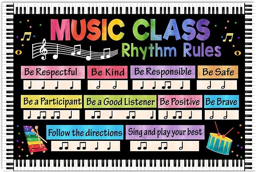 Amazon.com: Henze Music Classroom Wall Art Music Class Rhythm Rules ...