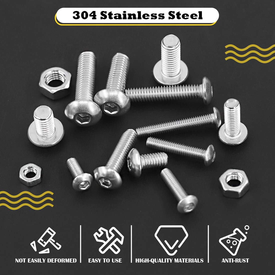 Snapklik.com : Hilitchi 510pcs M3 M4 M5 Stainless Steel Button Head Hex ...