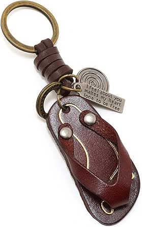 Mini Summer Slipper-Shaped Keychain, Leather Shoe Keychain, Alloy Bag ...