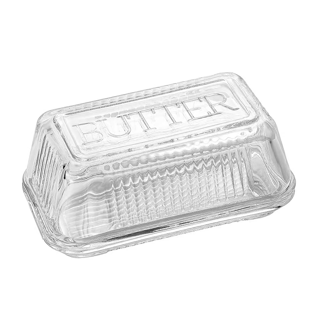 GJIE Glass Butter Dish - Stylish Butter Serving Tray with Lid, Easy to ...