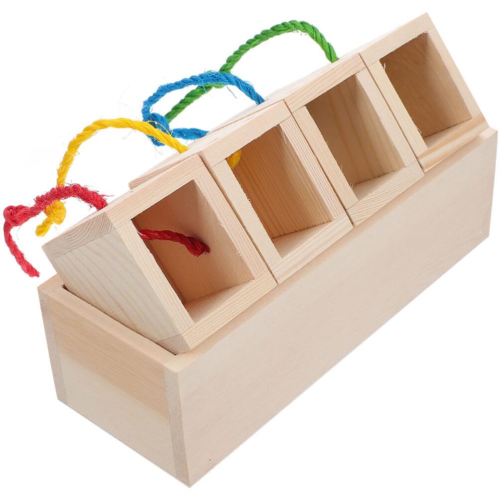 Hamster Hideout, Bunny Food Wooden Enrichment Foraging Toy Wood Box ...
