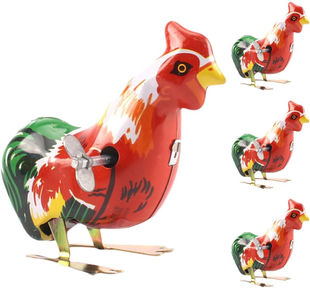 Amazon.com: Alipis 4pcs Vintage Tin Toys Wind Up Chicken Toys Clockwork ...