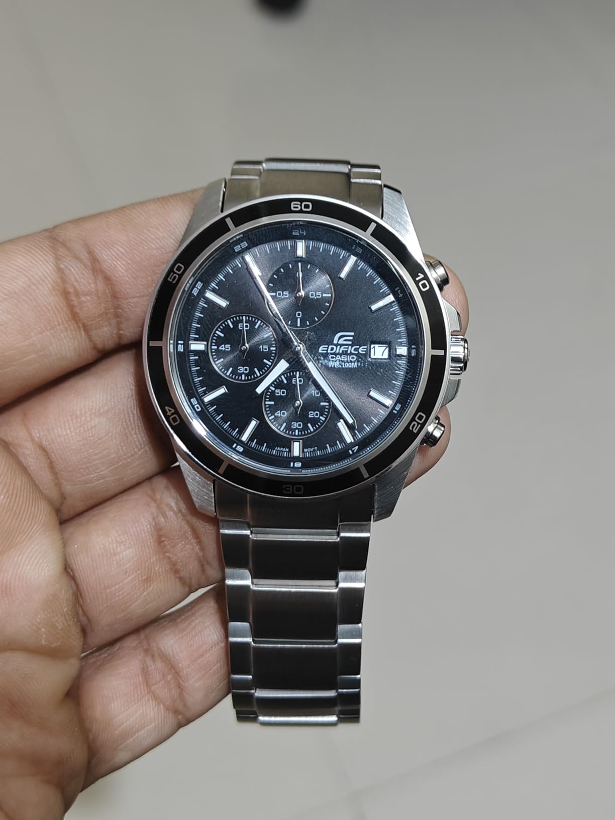 Casio Edifice Analog Black Dial and Band Stainless Steel Men Watch EFR ...