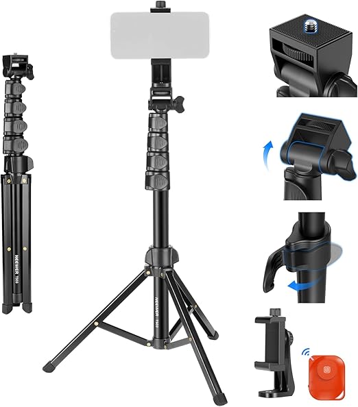 Amazon.com: NEEWER Basic Phone Tripod for iPhone & Camera w/Remote ...