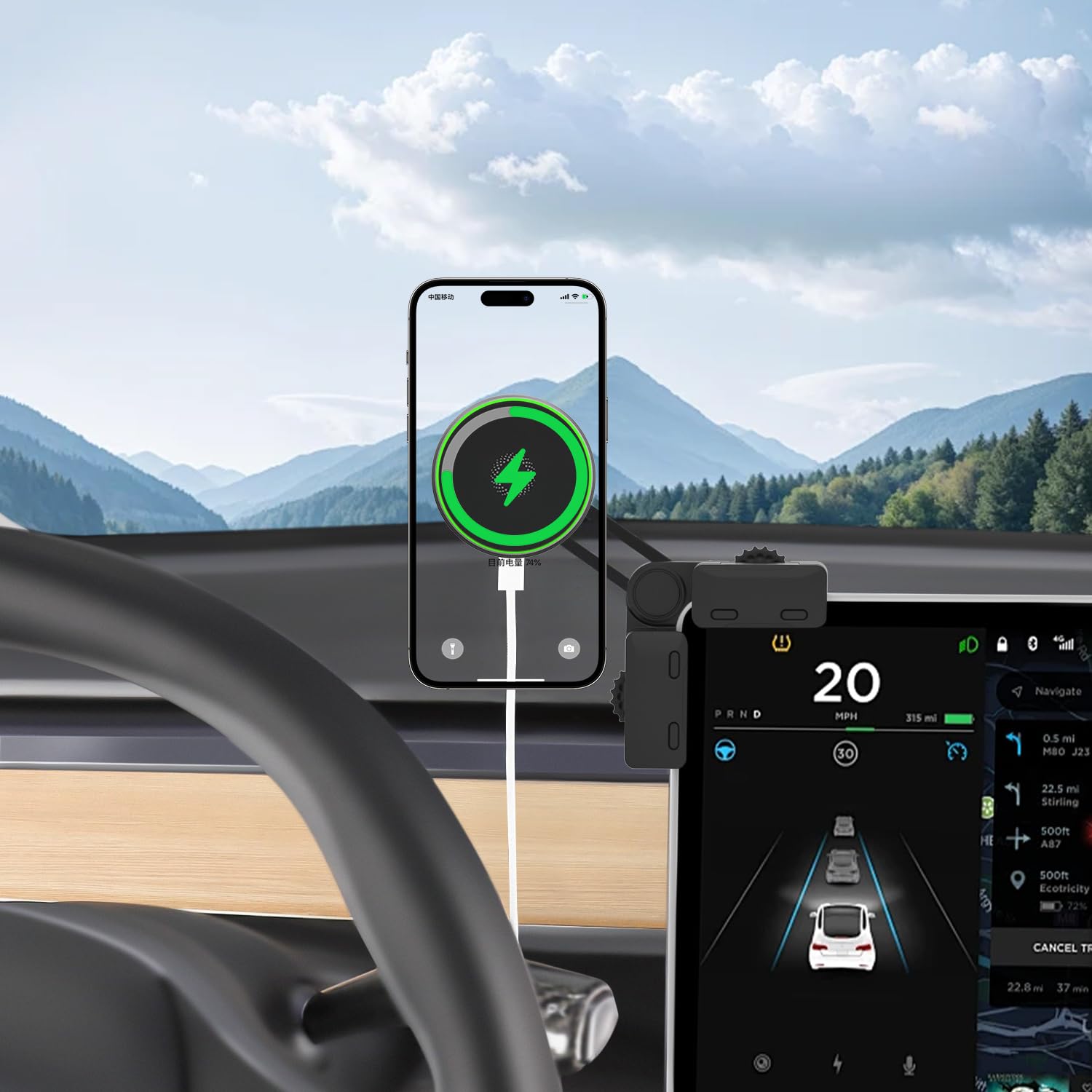 Amazon.com: Topfit for Tesla Phone Mount Wireless Charging, Magnetic ...