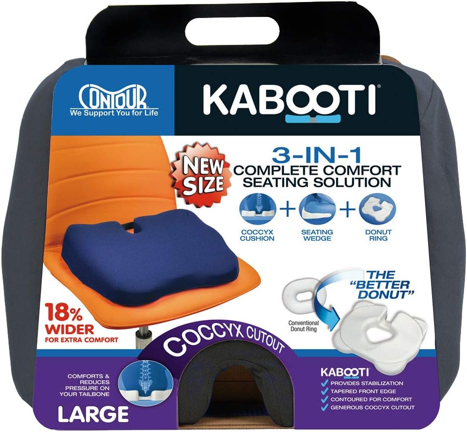 Amazon.com: Contour Products Kabooti Coccyx Foam Seat Cushion, Gray ...