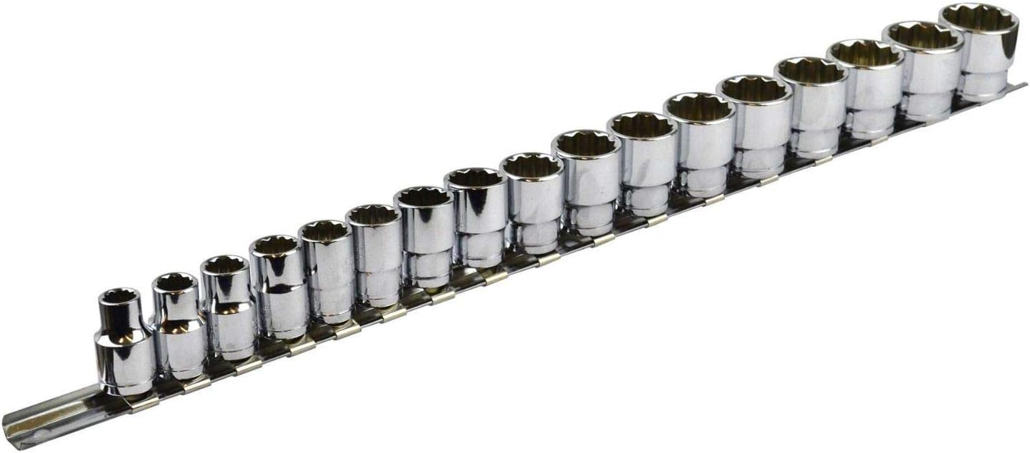 Toolzone 17Pc 3/8" Shallow Chrome Vanadium Sockets On Rail : Amazon.co ...