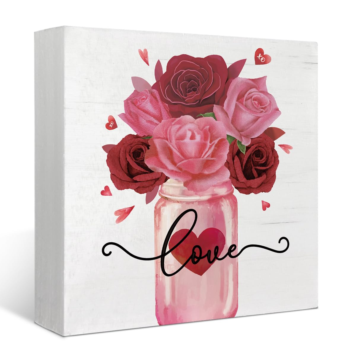 Amazon.com: Mtrgdn Valentines Day Decor, Love Red Pink Rose Wooden Box ...