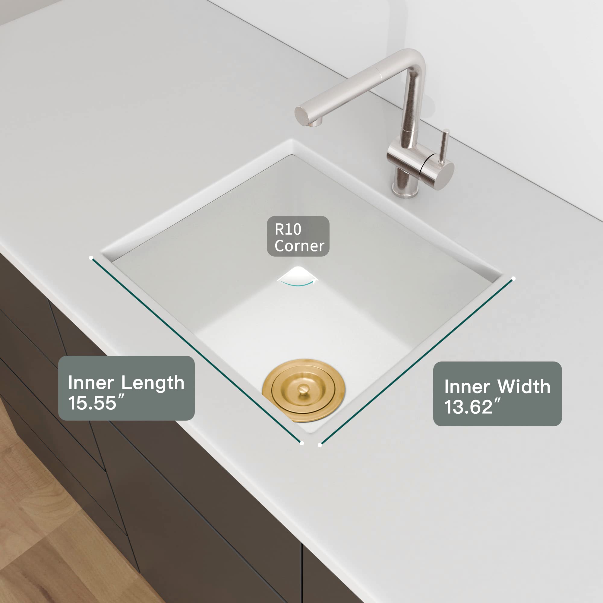 Snapklik.com : Lonsince White Bar Sink Undermount,15 X 17 Inch Small ...