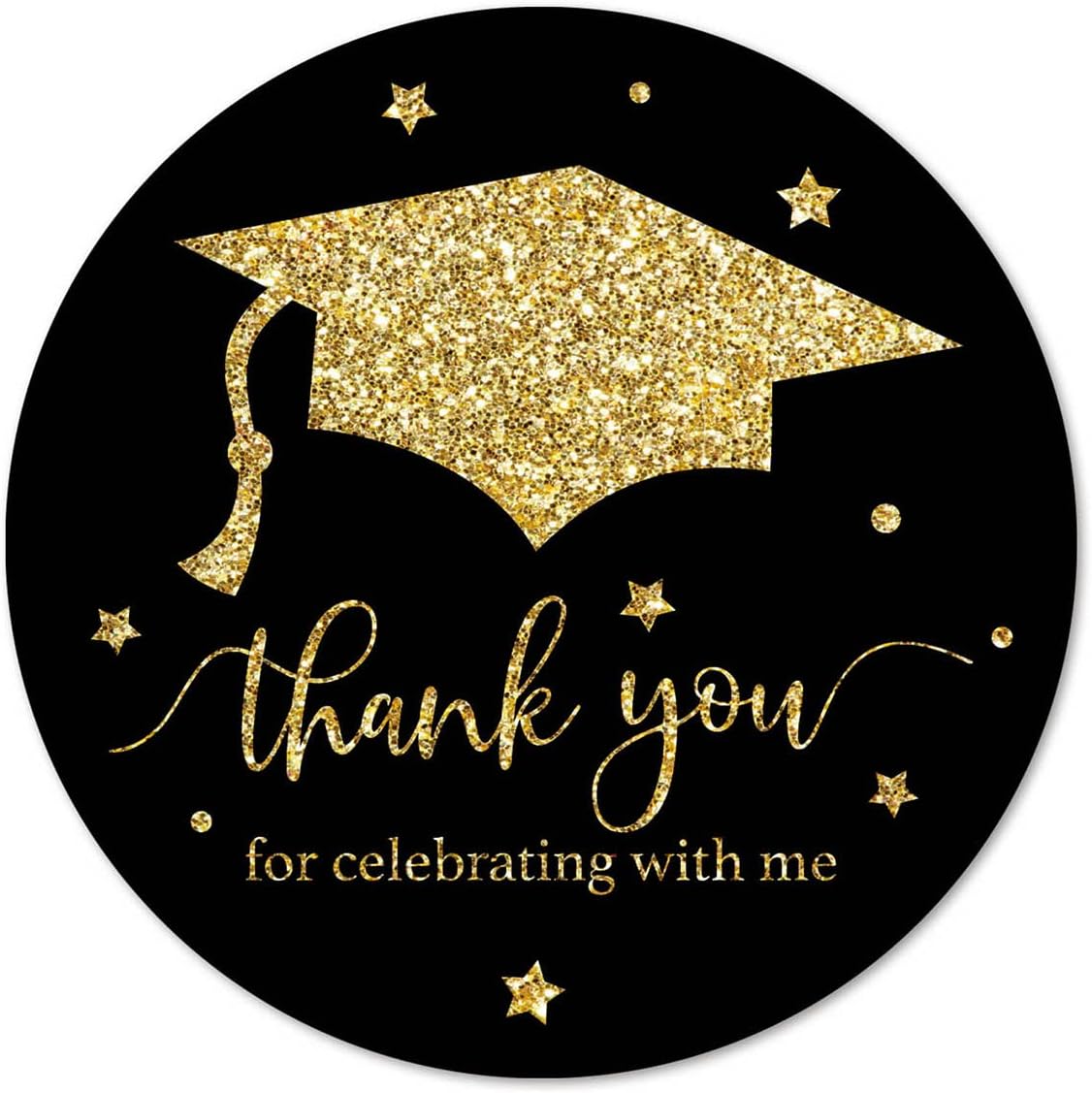 Amazon.com : Gold Black Graduation Thank You Stickers, Congrats Grad ...