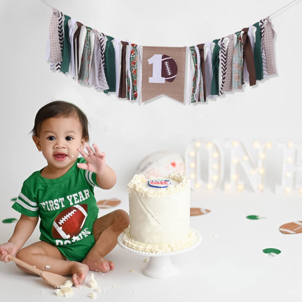 Snapklik.com : Football First Birthday High Chair Banner - Football 1st ...