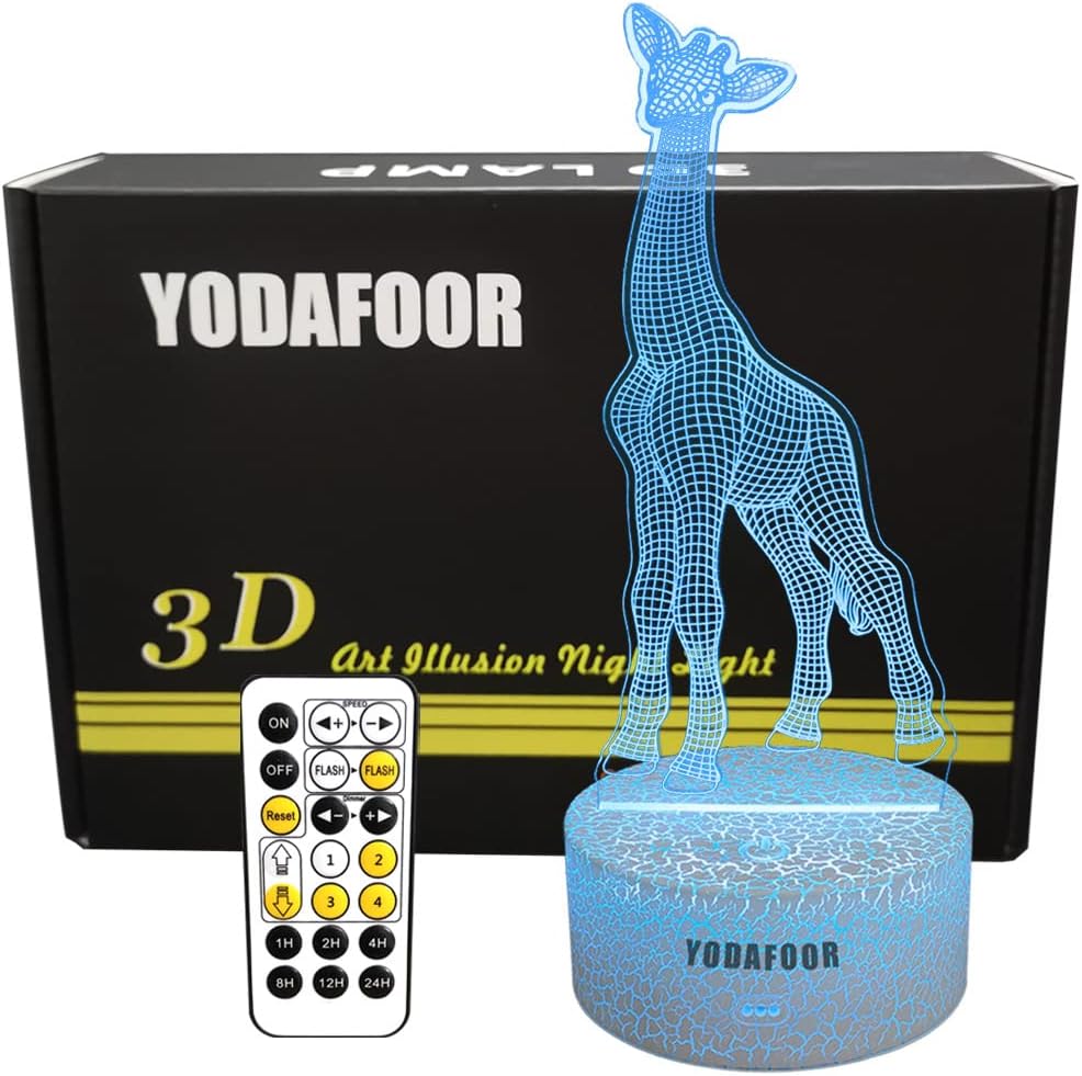 Baby Giraffe and Sleepy Moon Night Light, Desk or Table Lamp ...