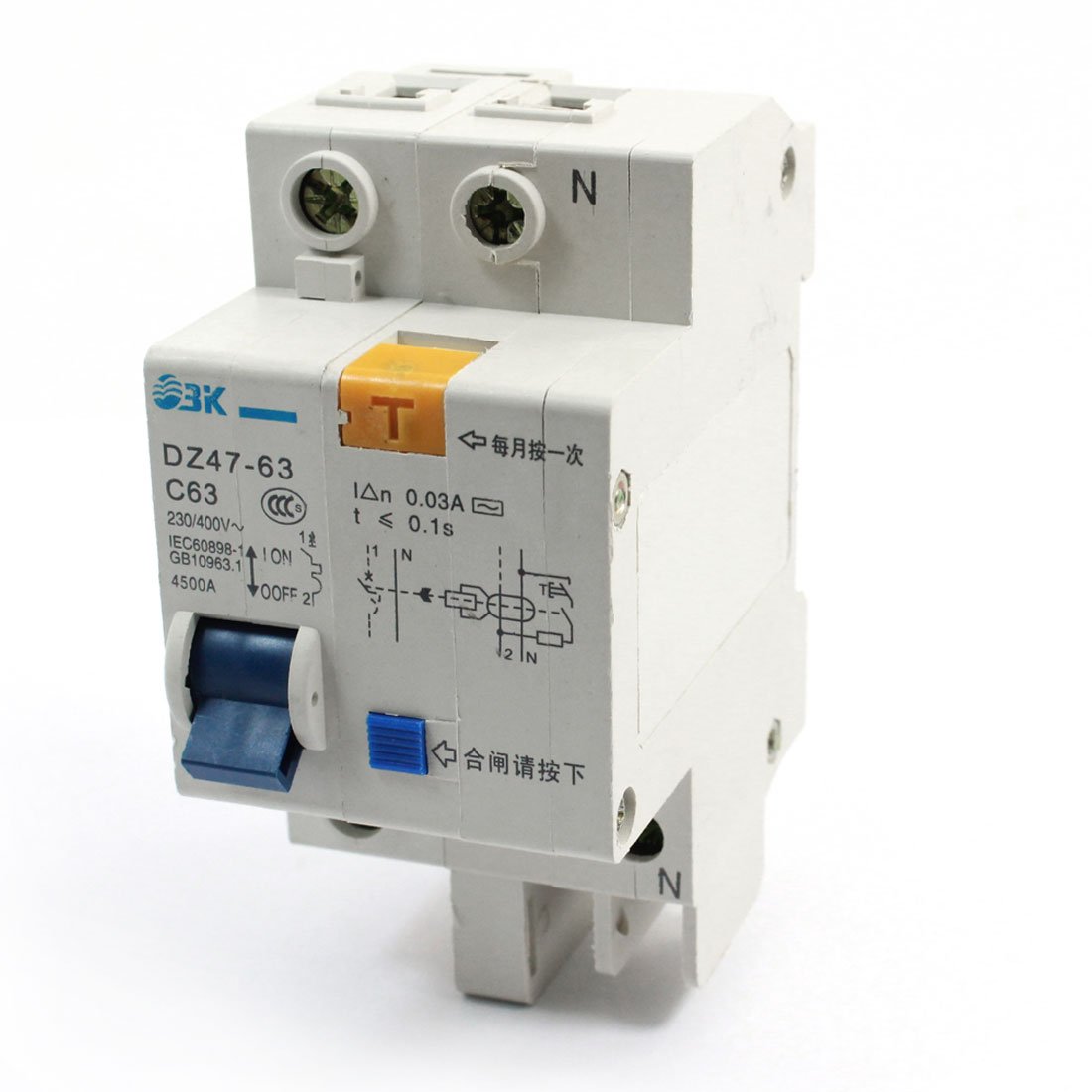 Buy IIVVERR AC 230V/400V 63A One Pole Overload Protection ELCB Earth ...