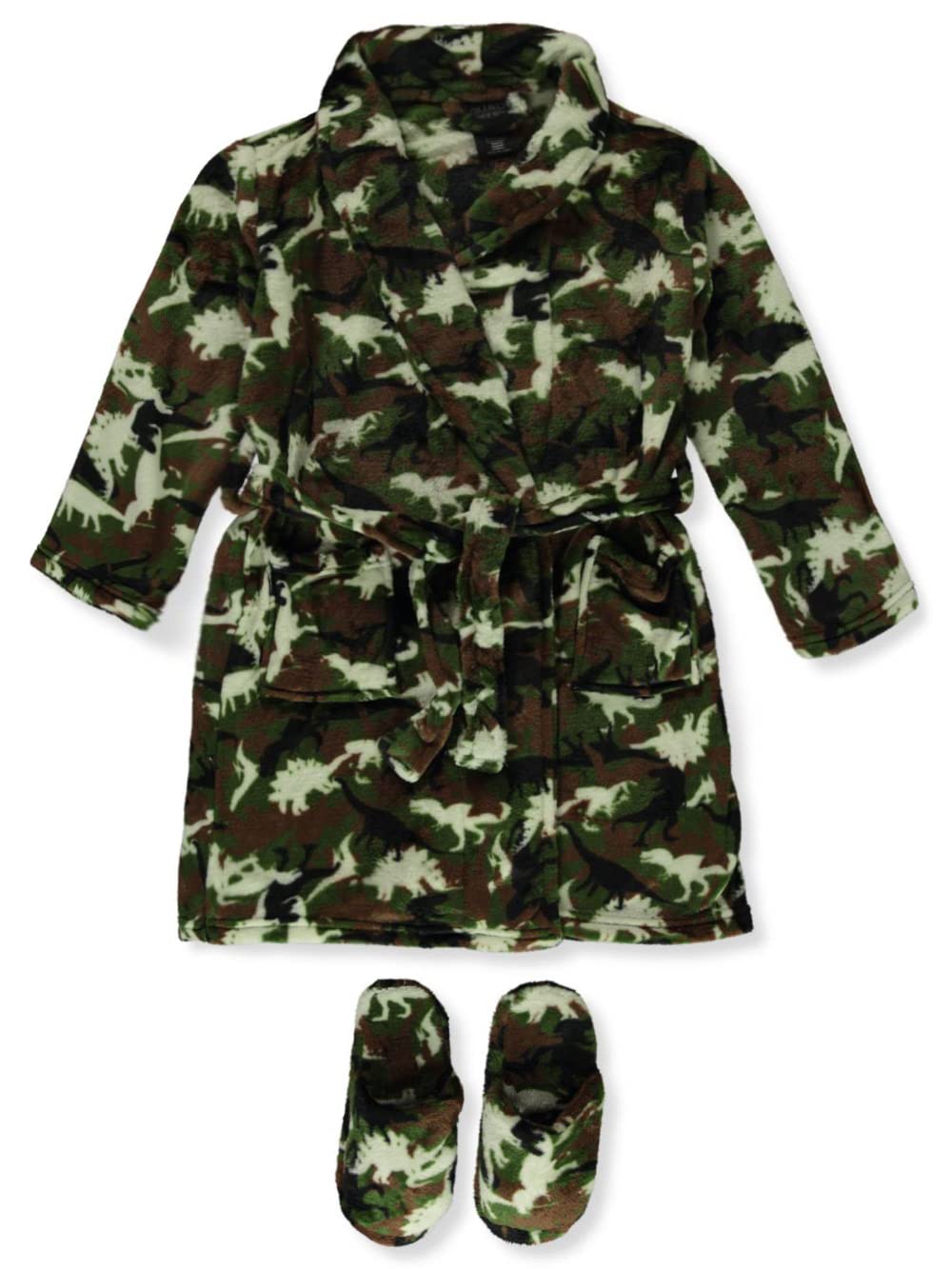 Amazon.com: Quad Seven Boys' 2-Piece Dinosaur Camo Bathrobe & Slippers ...
