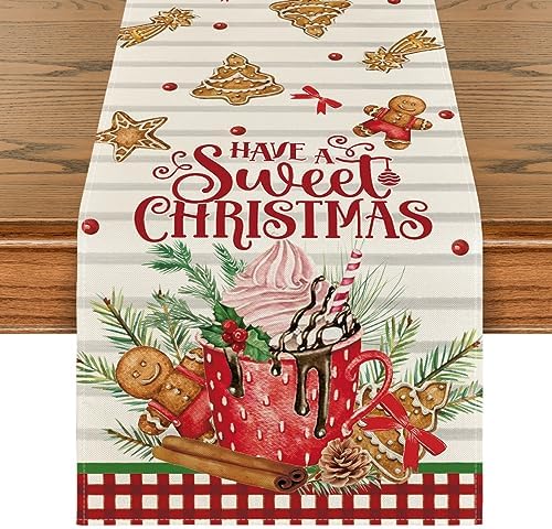 Amazon.com: Seliem Christmas Gingerbread Man Table Runner, Xmas ...