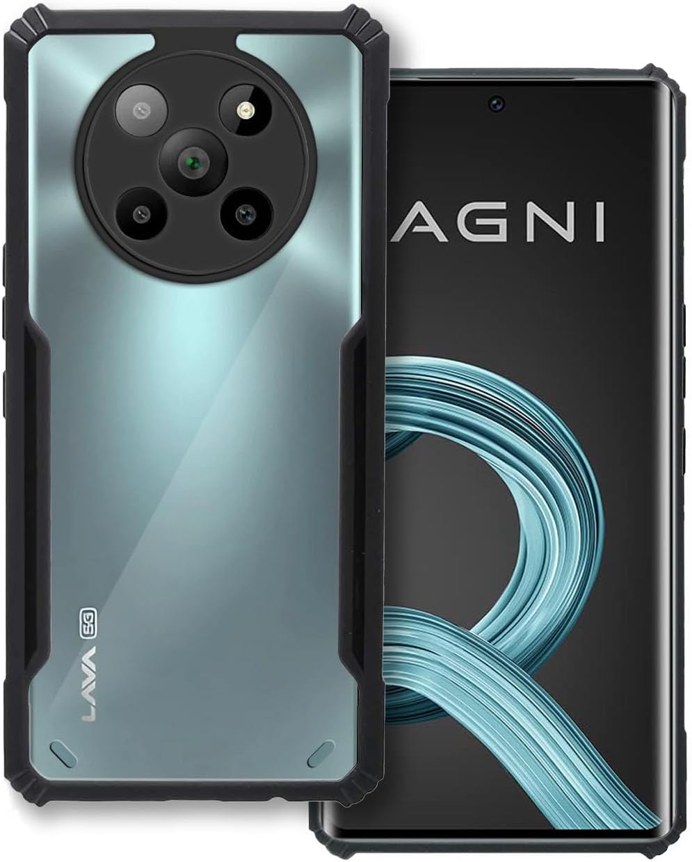 Plus 360 Degree Protection Black Border Back Cover for Lava Agni 2 5G ...