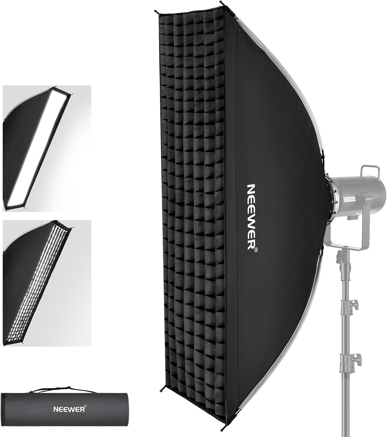 Amazon.com : NEEWER 12"x47"/30x120cm Rectangular Softbox Quick Set up ...
