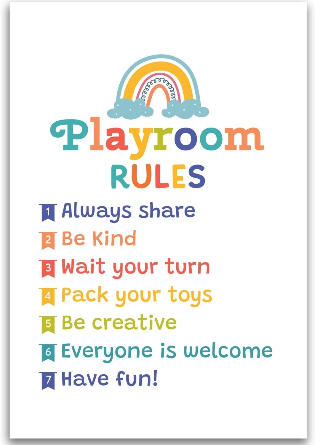 Amazon.com: HASIDU Playroom - Rules - Classroom Poster - 12 x 18 Inches ...