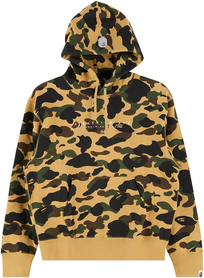 Amazon.com: A Bathing Ape, Pre-Loved Men's Bape Yellow Ape Camo Hoodie ...
