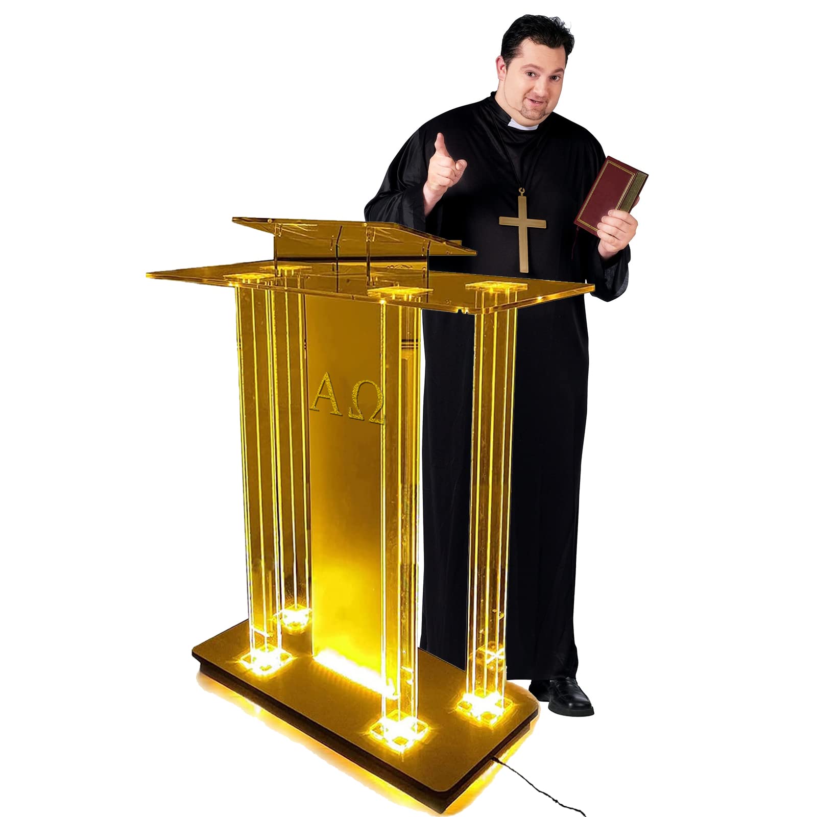 Buy Rolling Lectern Clear Acrylic Floor Podium Podium Pulpit Elevated ...