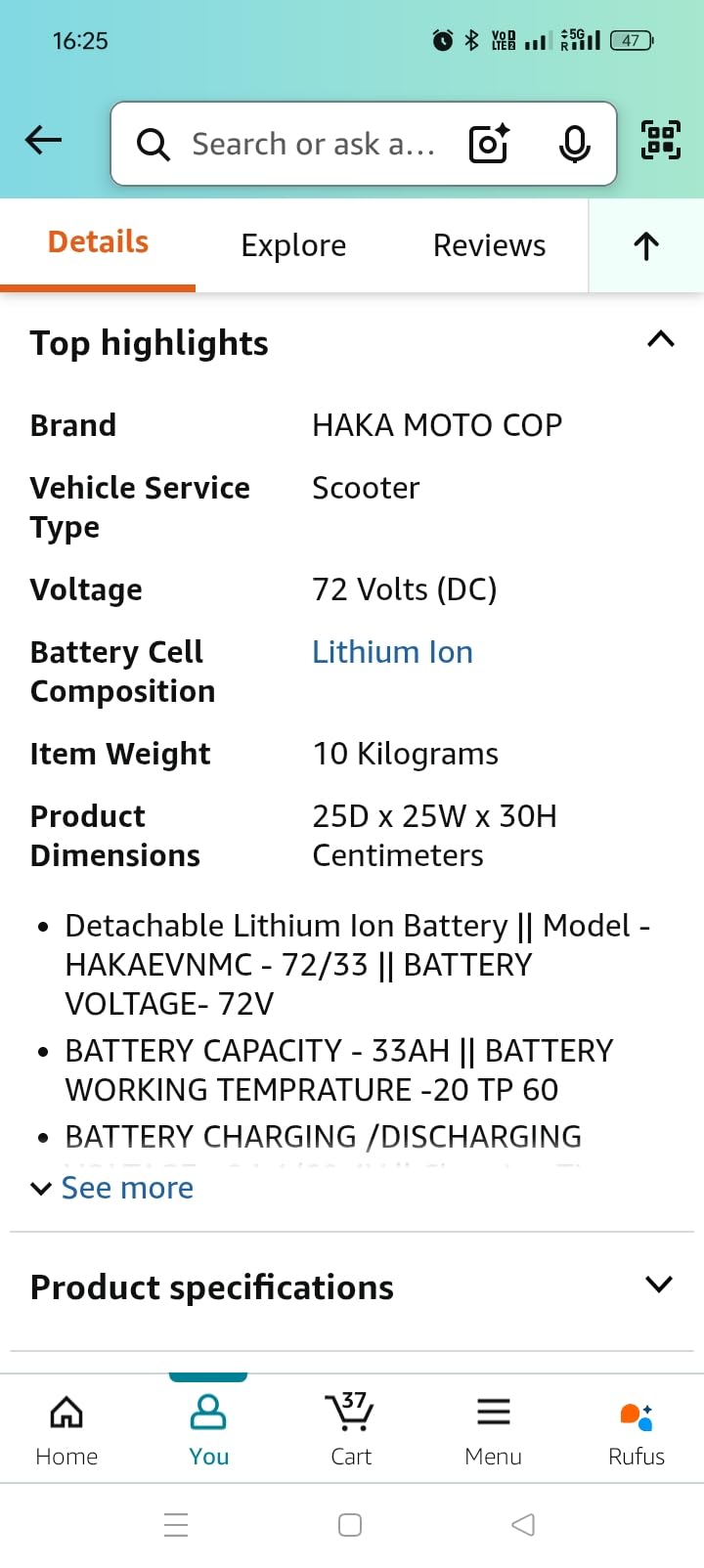 HAKA MOTO COP 72V 33Ah Detachable Removable Lithium Ion Battery for All ...